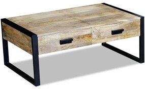 Konferenční stolek se 2 zásuvkami, masivní mangovníkové dřevo 100x60x40 cm - Default Title