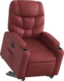 Zvedací polohovací křeslo vínové umělá kůže 3204662