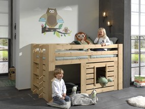 Dětská postel s domečkem livero 90 x 200 cm přírodní MUZZA