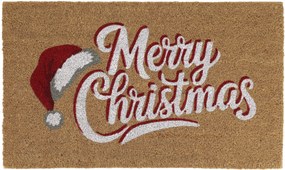 Hnědá kokosová vánoční rohožka Merry Christmas – 75*45*1,5 cm