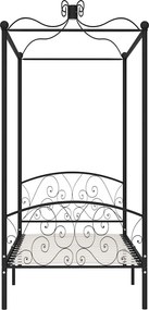 Rám postele s nebesy černý kovový 100 x 200 cm 284475