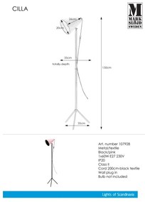 Markslöjd 107928 - Stojací lampa CILLA 1xE27/60W/230V