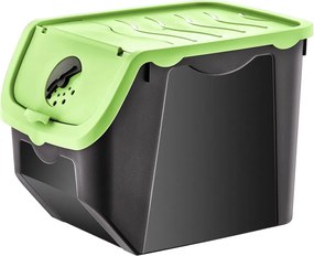 Orion Skladovací černý box na cibuli a brambory,zelené víko (12l)