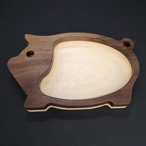 AMADEA Dřevěná miska mozaika ve tvaru prasete, masivní dřevo, 2 druhy dřevin, rozměr 20x12,50x2,50 cm