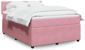 Box spring postel s matrací růžová 140x200 cm samet 3290057