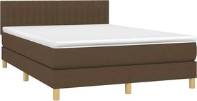 Box spring postel s matrací a LED tmavě hnědá 140x200 cm textil 3133880