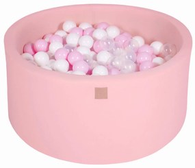 Suchý bazének s míčky 90x40cm s 300 míčky, růžová: bílá, pastelově růžová, transparentní