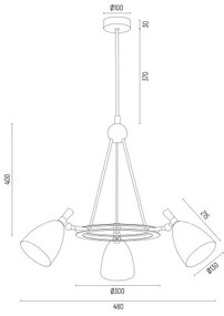 Argon 6148 - Lustr na tyči CHARLOTTE 3xE27/15W/230V bílá/zlatá