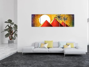 Obraz malovaných egyptských pyramid (170x50 cm)