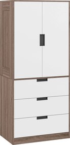 HOMCOM Moderní Šatní Skříň pro Dospělé s 3 Zásuvkami a Zavěsným Tyčí, Rozměry 80Š x 50H x 180V cm, Hnědá