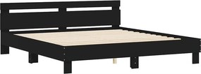 Rám postele s čelem černý 200 x 200 cm kompozitní dřevo 3207393