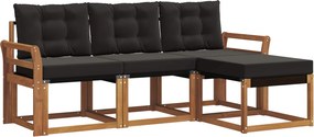 Venkovní pohovková souprava 4 ks Přirozená a černá 3368547