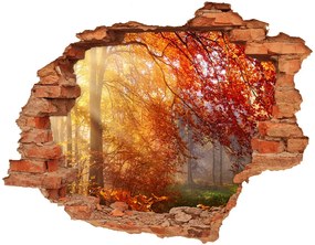 Wallmuralia Díra 3D ve zdi nálepka Podzimní les 90x70 cm