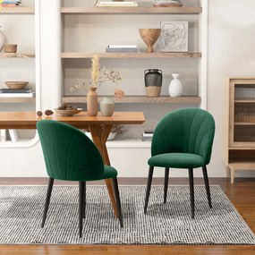 HOMCOM jídelní židle sada 2 ks Scandi design moderní kuchyňská židle čalouněná židle sametová kovová zelená 52x54x79cm do obývacího pokoje a kancelář…