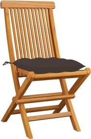 Skládací židle s polštáři v barvě taupe, 8 ks, masivní teak 3072940