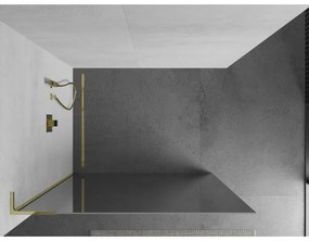 Mexen Kioto L, sprchová zástěna Walk-In 80 x 200 cm, 8mm sklo vzor zrcadlo, zlatý lesklý profil, 800-080-103-50-50