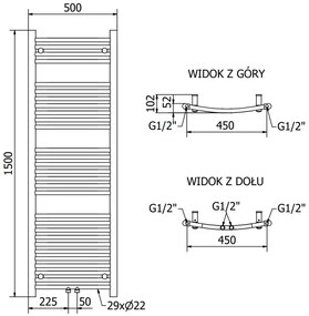 Mexen Ares koupelnový radiátor 1500 x 500 mm, 630 W, Bílá - W102-1500-500-00-20