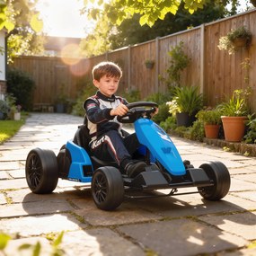 AIYAPLAY 24V elektrické Go-Kart, režim driftu, nastavitelná sedačka, 5bodový bezpečnostní pás, hudební funkce, 6–12 let, modrá
