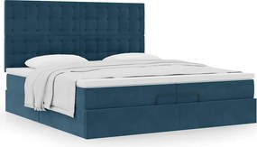 Osmanský rám postele s matrací tmavě modrý 200x200cm samet 3313641