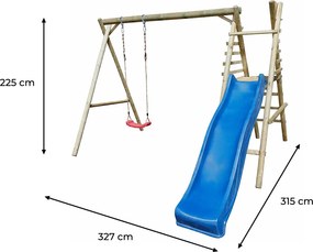 Marimex | Dětská dřevěná houpačka Marimex 1 + modrá skluzavka | 11640362