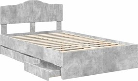 Rám postele s čelo Betonově šedá 135 x 190 cm Inženýrské dřevo 3413015