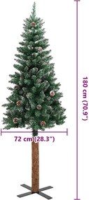 Úzký vánoční stromek pravé dřevo a bílý sníh zelený 180 cm 320961