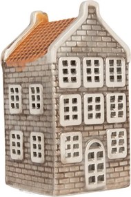 Šedý keramický domek na čajovou svíčku Lamont - 7*7*14 cm