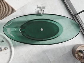 Mexen Vea průhledná volně stojící vana teal 180 x 80 cm, chromová výpusť - 58091808011