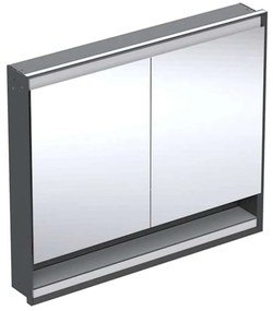 Geberit ONE - Zrcadlová skříňka s LED osvětlením, 105x90x15 cm, 2 dvířka, s nikou, vestavná, matná černá 505.824.00.7
