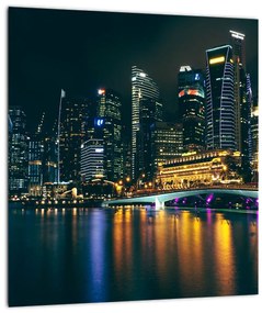Obraz nočního Singapuru (30x30 cm)