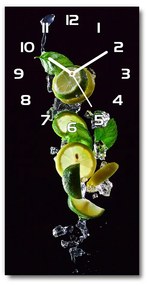 Wallmuralia Nástěnné hodiny Limetka a citron 30x60 cm