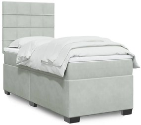 Box spring postel s matrací světle šedá 90x190 cm samet 3293086