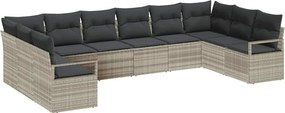 Set pohovek 10 ks Světle šedá polyratan 3346562