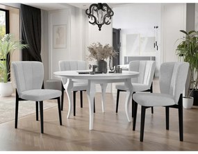 Oválný rozkládací stůl se 4 židlemi ST106 08, barva: černá, Barva stolu: bíly lesk, Potah: Magic Velvet 2250