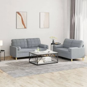 2dílná sedací souprava s polštáři světle šedá textil 3201290