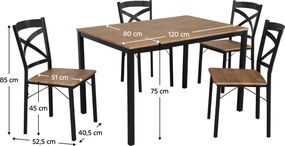 Jídelní set 1+4, černá tmavá/černá, HAIM