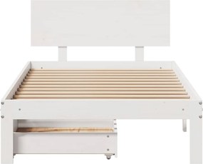 Rám postele se zásuvkami bílý 100 x 200 cm masivní borové dřevo 3301981