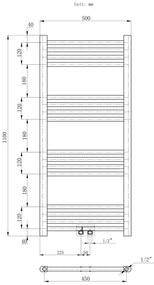 Erga Simple, topné těleso 1100x500 mm, 437 W, černá, ERG-LAV-SIMP-11050-BK