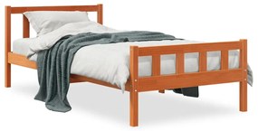 Rám postele s čelem voskově hnědý 90 x 190 cm masivní borovice - Default Title