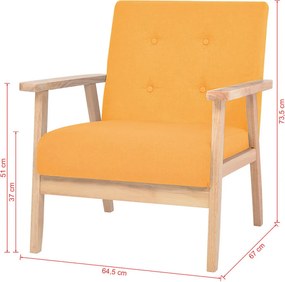 Křeslo žluté textil 244657