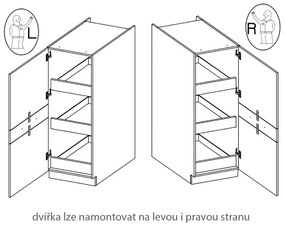 VIGO d | vysoká skříňka 50DK-145 1F 3S potravinová | 3 zásuvky | 50 cm | lancelot/dark wood