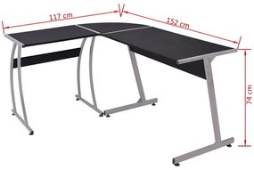 Petromila Rohový kancelářský stůl ve tvaru L černý