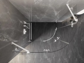 Mexen Lunar, půlkruhový sprchový kout naklápěcí doleva 90 x 80 cm, 8mm čiré sklo, bílý profil, 833-090L-080P-20-00