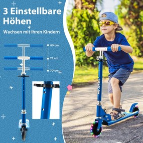 Costway Dětská koloběžka na 2 kolech se stojanem na blikající kola a hračkou