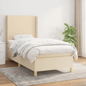 vidaXL Box spring postel s matrací 90x200 cm textil [3131805] Barva: krémová