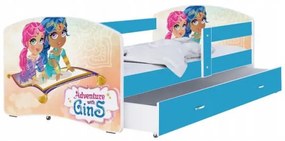 Dětská postel LUKI se šuplíkem MODRÁ 160x80 cm vzor ADVENTURE GINS