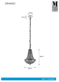 Markslöjd 107550 - Křišťálový koupelnový lustr na řetězu GRÄNSÖ 2xG9/20W/230V