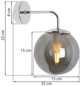 Nástěnné svítidlo Paris 2, 1x grafitové skleněné stínítko, CH