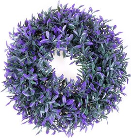 Věnec lístečky zeleno-fialový 26 cm