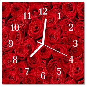 Skleněné hodiny čtvercové růže 30x30 cm